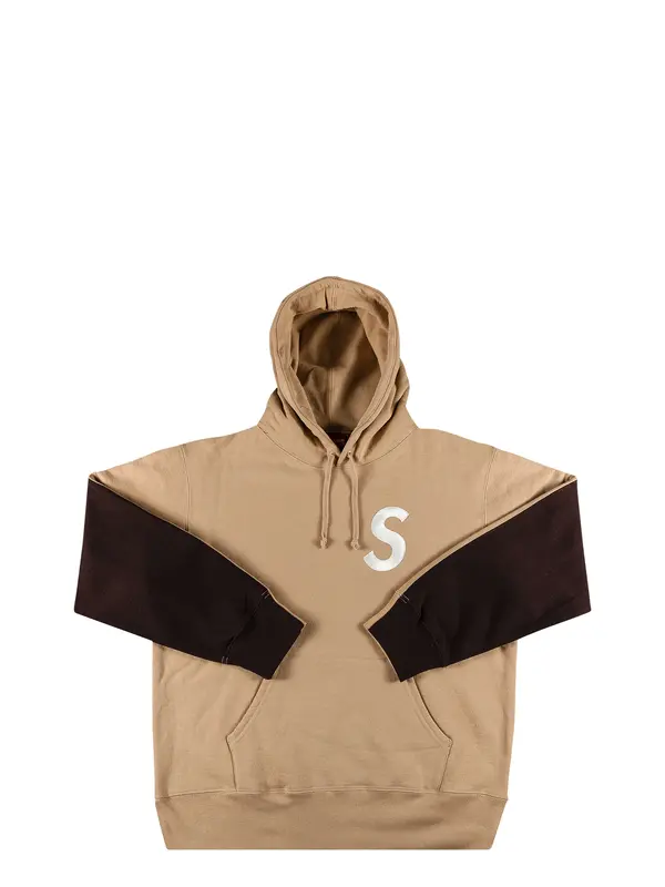 Supreme Logo Split Hooded Sweatshirt - Tan