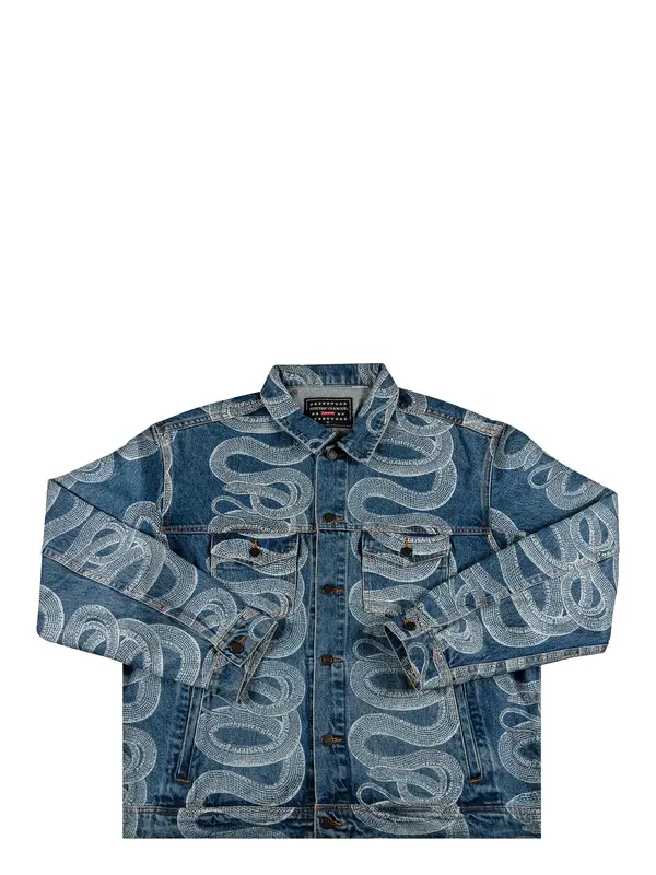 Supreme X Hysteric Glamour Snake Denim Trucker Jacket - Blue