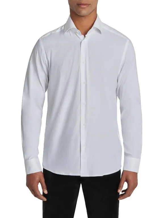 JACK VICTOR Aurelio Cotton & Silk Blend Dress Shirt - White