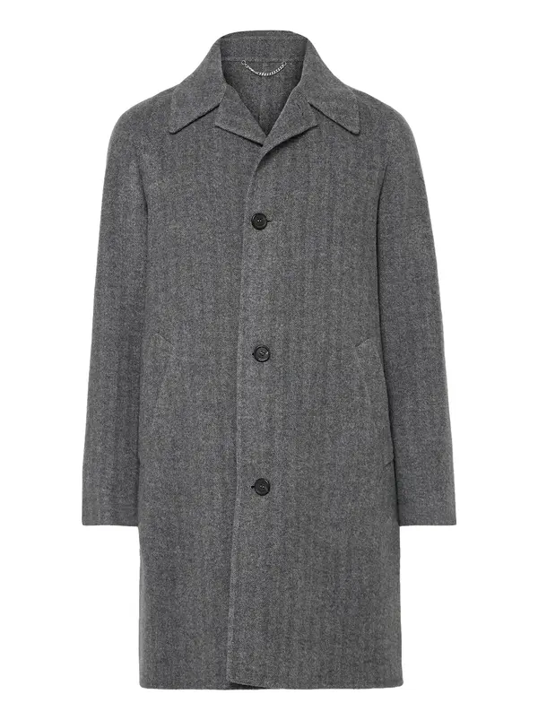Dunhill Double-faced Herringbone Wool Car Coat - Gray