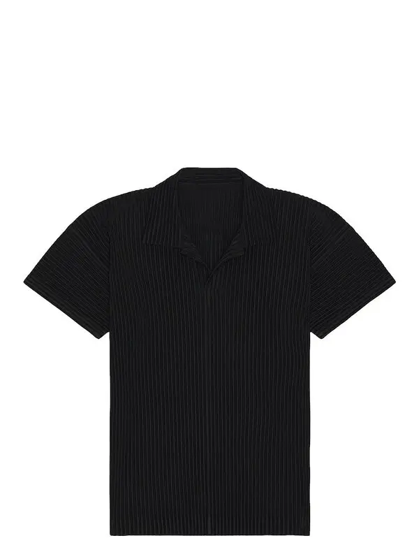 Issey Miyake Homme Plisse Issey Miyak Pleated Polo - Black