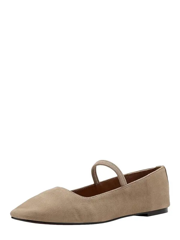 Madewell Suede Ballet Flats With Elastic Strap - Brown
