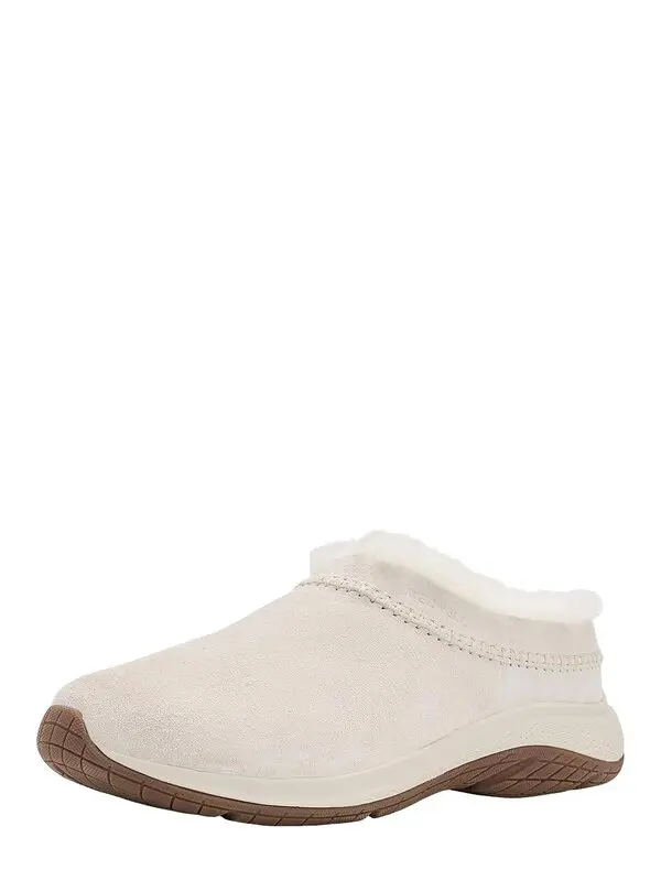 Merrell Suede Faux Fur Lined Clogs - Chalk