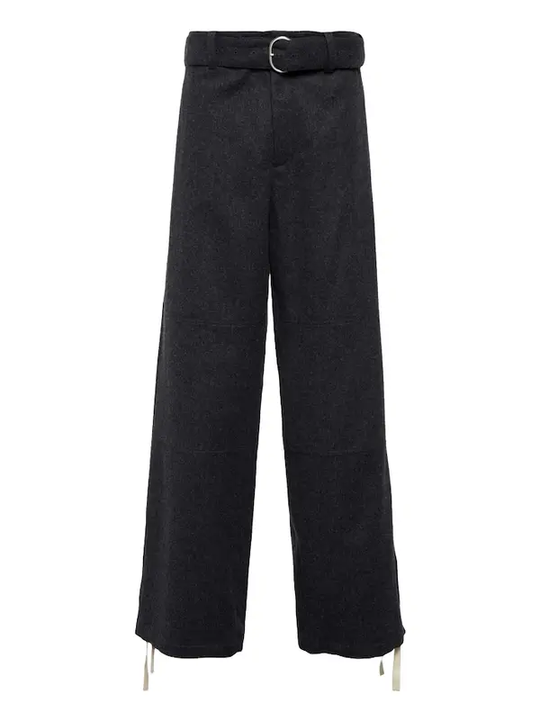 JIL SANDER Wide-leg Virgin Wool Pants - Grey