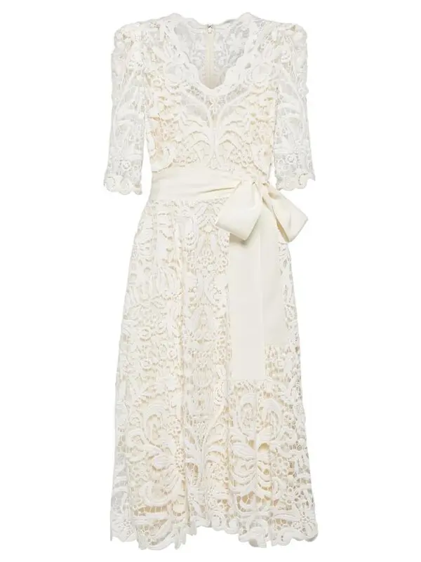 Elie Saab Lace Midi Dress - White