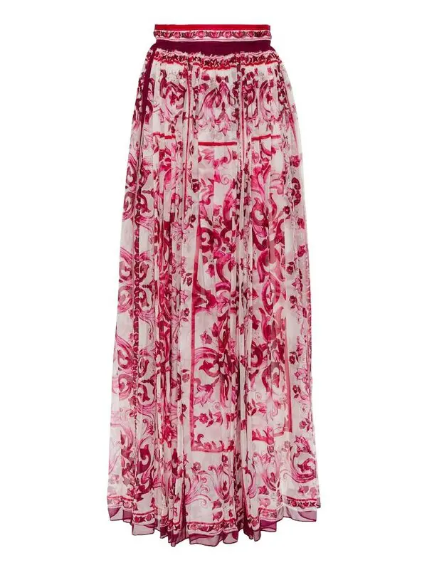 Dolce & Gabbana Majolica Pleated Maxi Skirt - Multicoloured