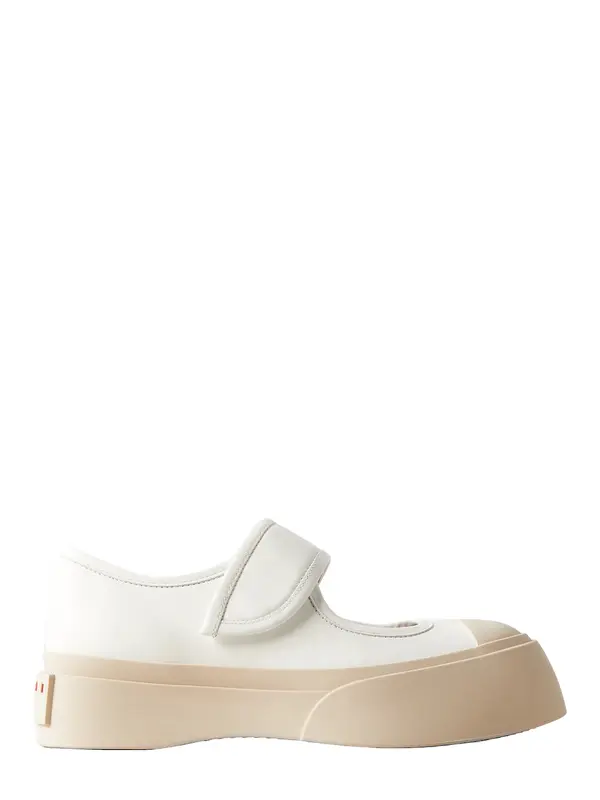 Marni Pablo Leather Mary Jane Platform Sneakers - White