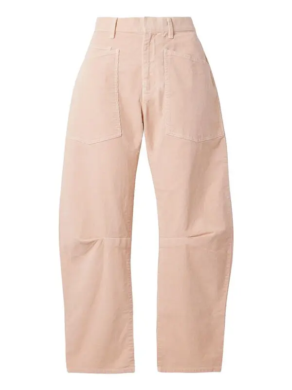 NILI LOTAN Shon Cotton-blend Corduroy Tapered Pants - Neutrals