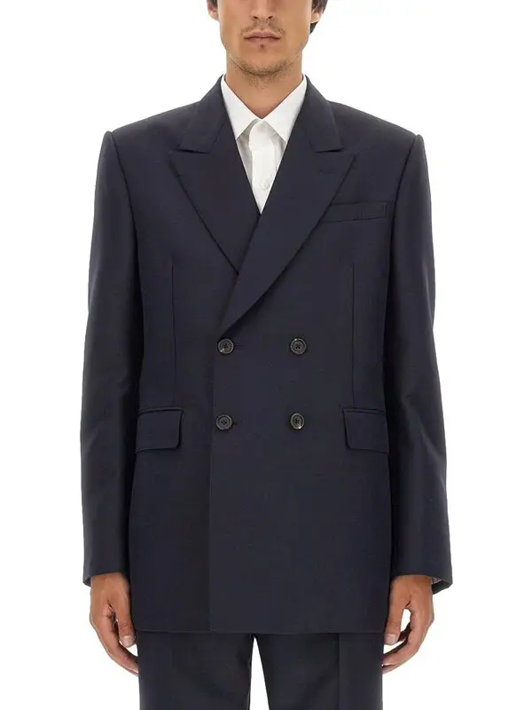 Alexander McQueen Double-breasted Wool-mohair Jacket - Blue