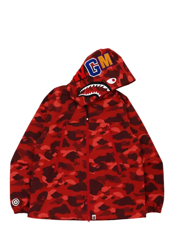 BAPE Color Camo Shark Hoodie Jacket - Red