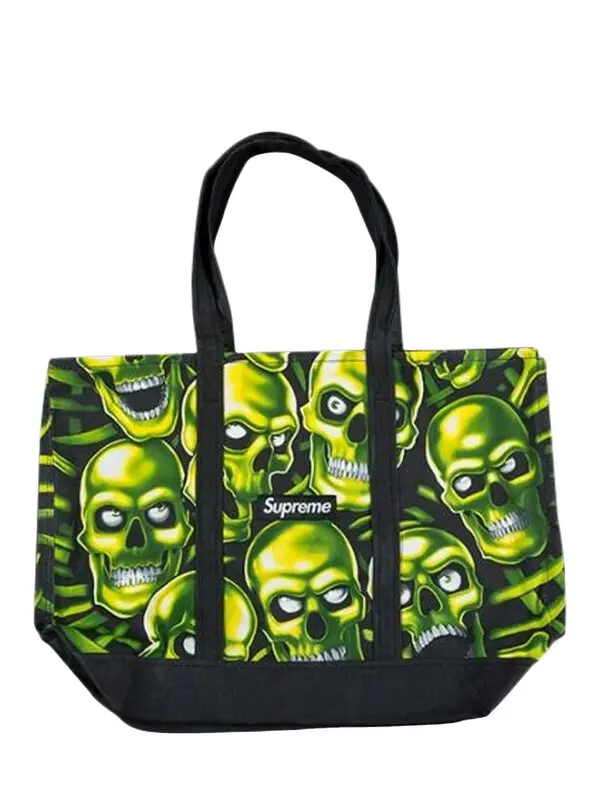 Supreme Skull Pile Denim Tote - Black