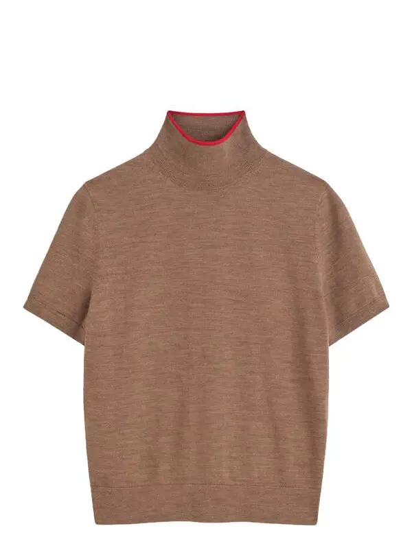 Cos Merino Wool Turtleneck Top - Beige