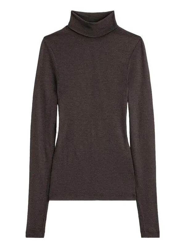 Cos Merino Wool Turtleneck Top - Brown