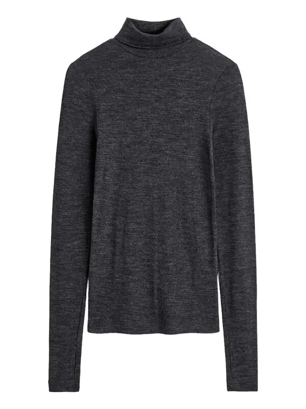 Cos Merino Wool Turtleneck Top - Dark Grey