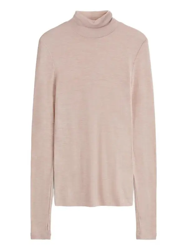Cos Merino Wool Turtleneck Top - Light Beige