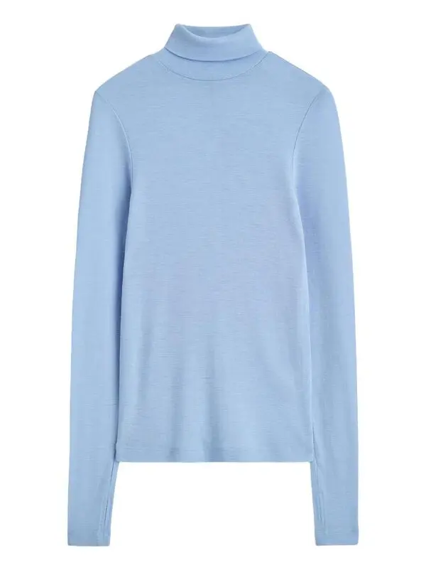 Cos Merino Wool Turtleneck Top - Light Blue