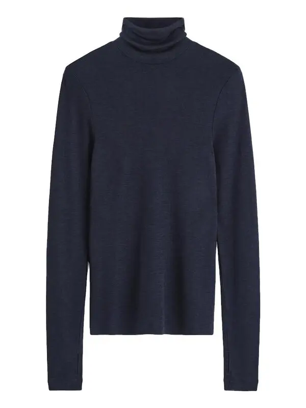 Cos Merino Wool Turtleneck Top - Navy