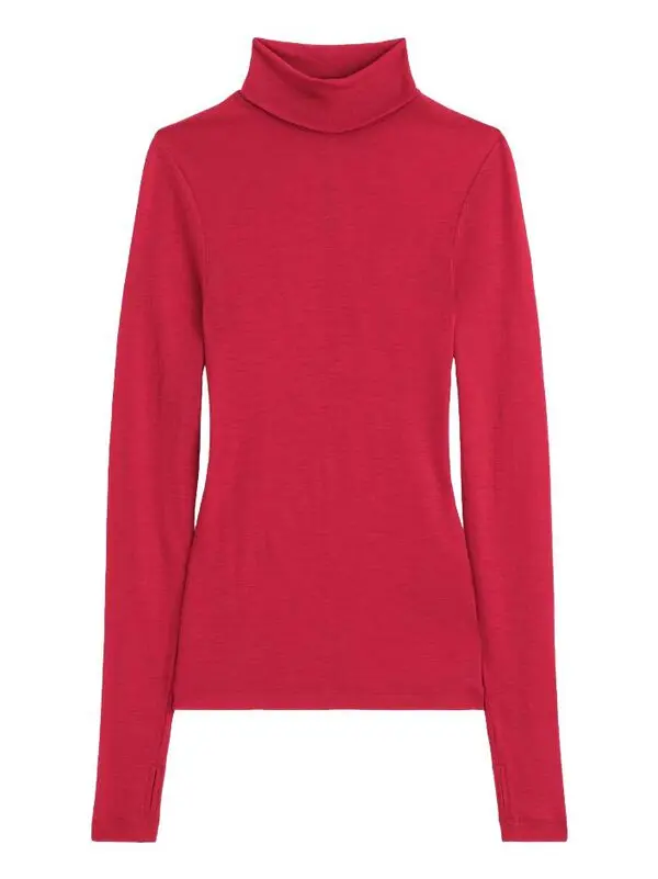Cos Merino Wool Turtleneck Top - Red