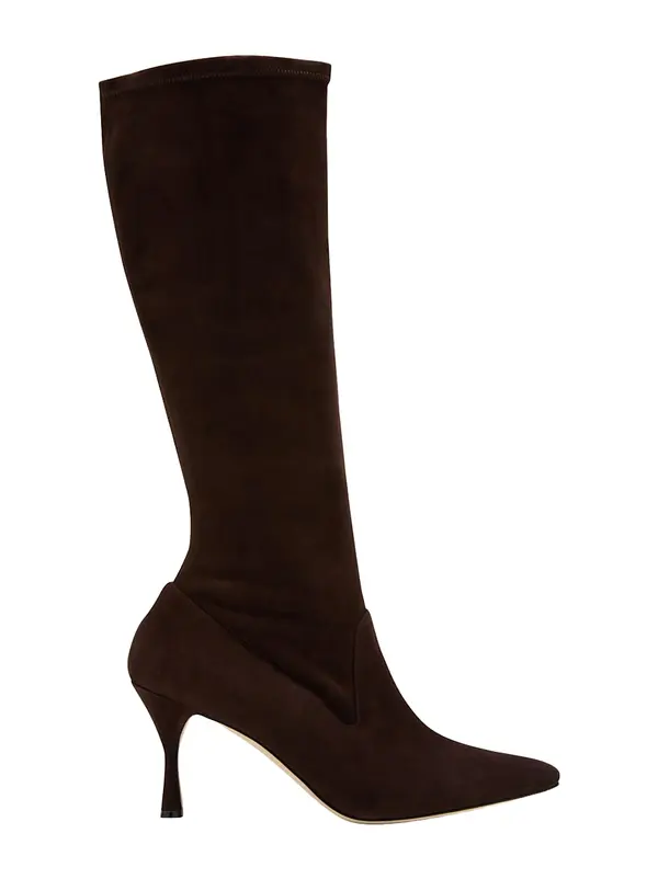 Manolo Blahnik Pamfilo Suede Tall Boots - Dark Brown