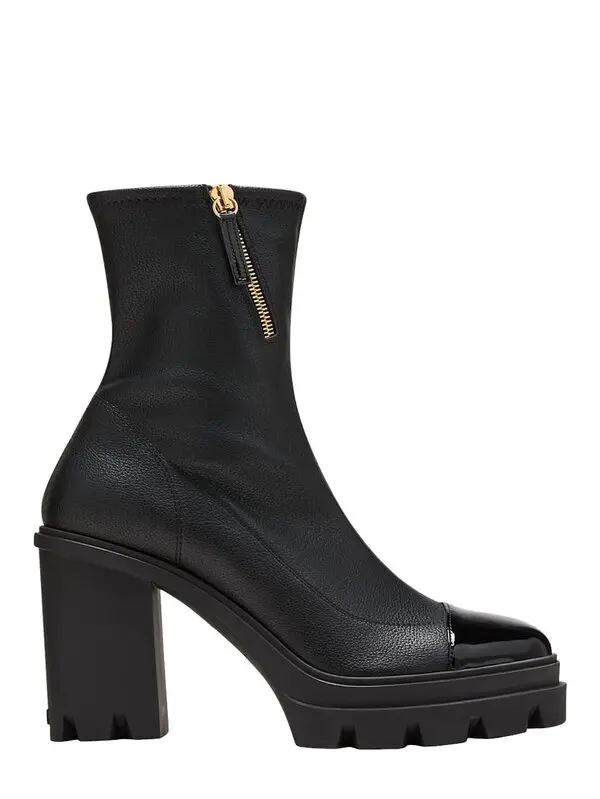 GIUSEPPE ZANOTTI Mixed Leather Cap-toe Platform Booties - Nero