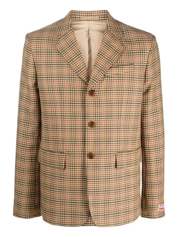 Kenzo Checked Single-breasted Blazer - Neutrals