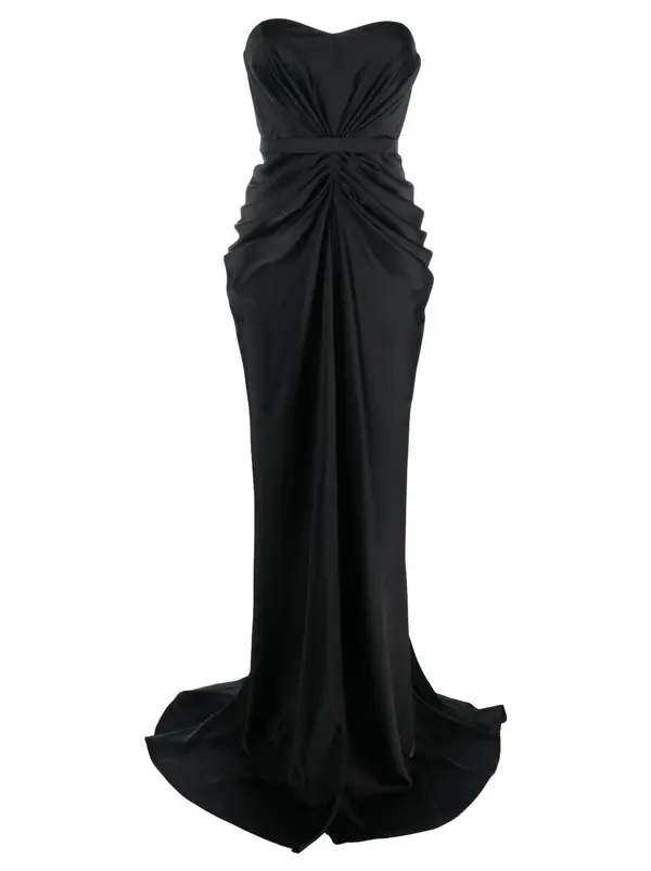 ANA RADU Ruched Strapless Gown - Black