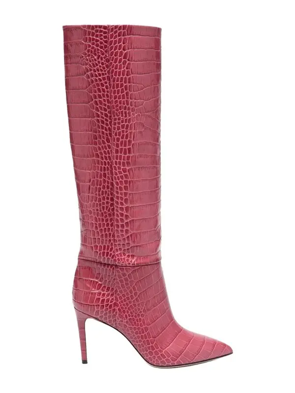 Paris Texas Coco 95mm Crocodile-effect Boots - Red