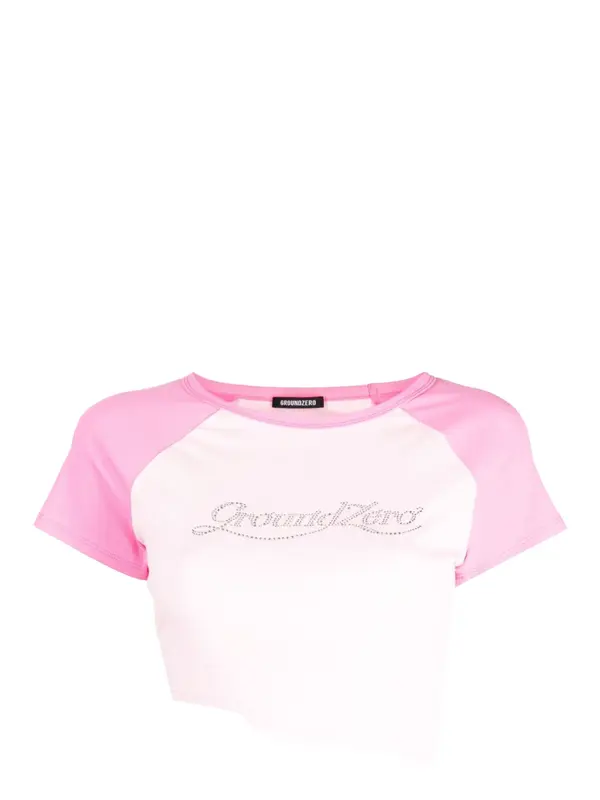 GROUND ZERO Logo-appliqué Raw-cut T-shirt - Pink
