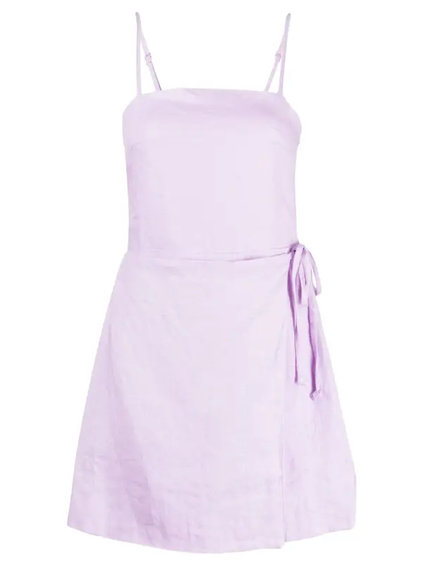 Faithfull The Brand Ilian Linen Wrap Minidress - Purple