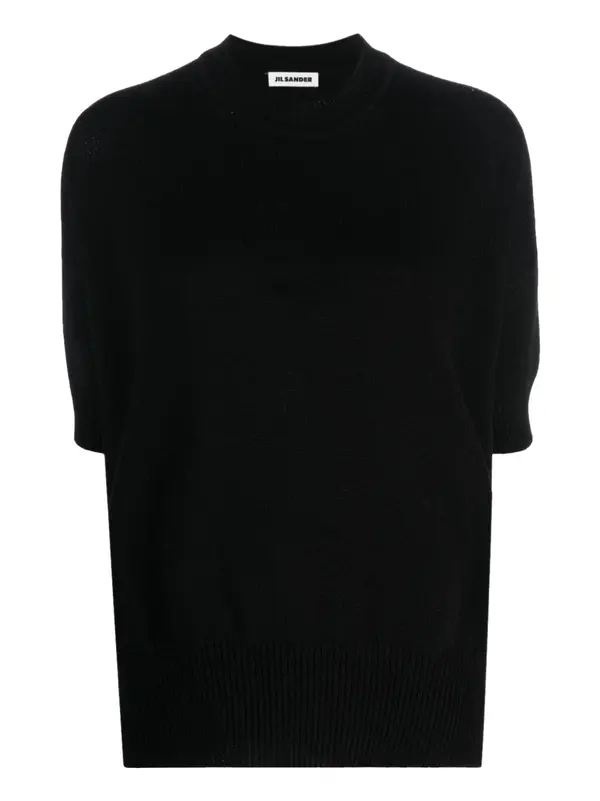 JIL SANDER Ribbed Cashmere Knitted Top - Black