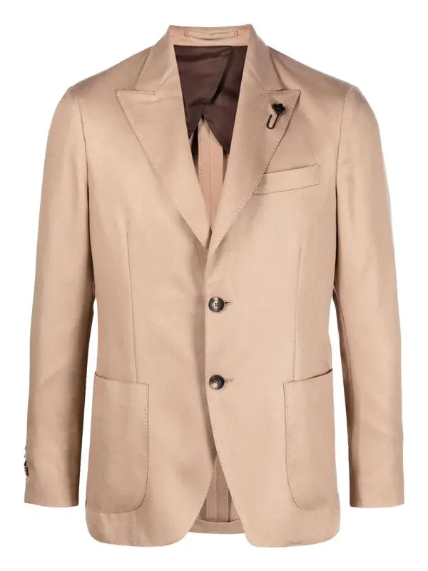 LARDINI Slim-cut Single-breasted Blazer - Neutrals