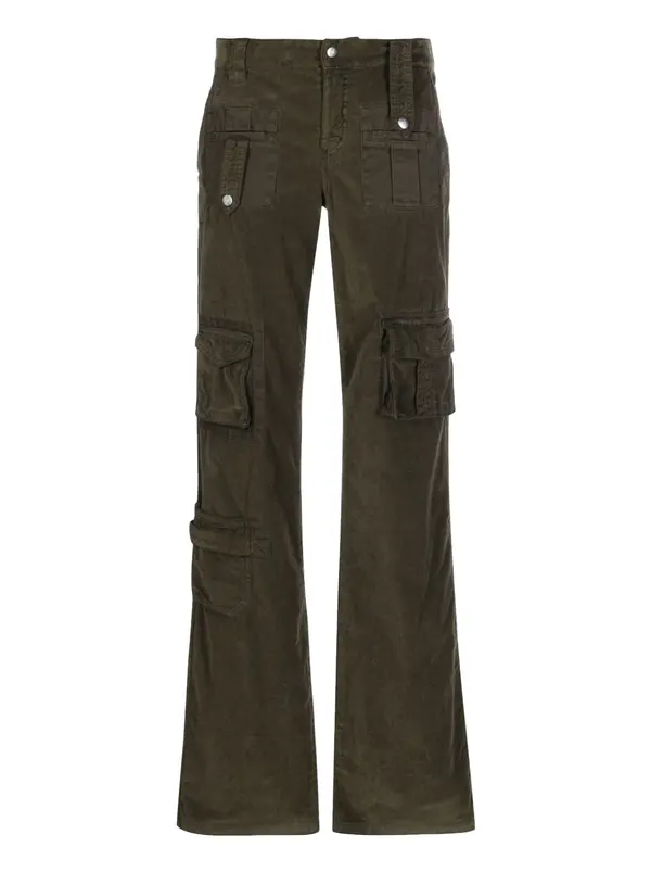 Blumarine Velvet Flared Cargo Trousers - Green