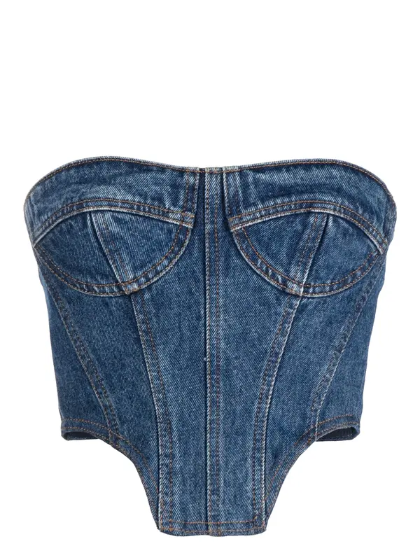 David Koma Denim Bustier Top - Blue