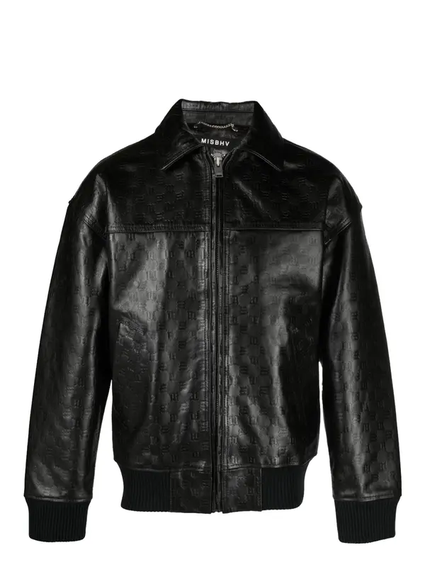MISBHV Monogram-jacquard Leather Jacket - Black