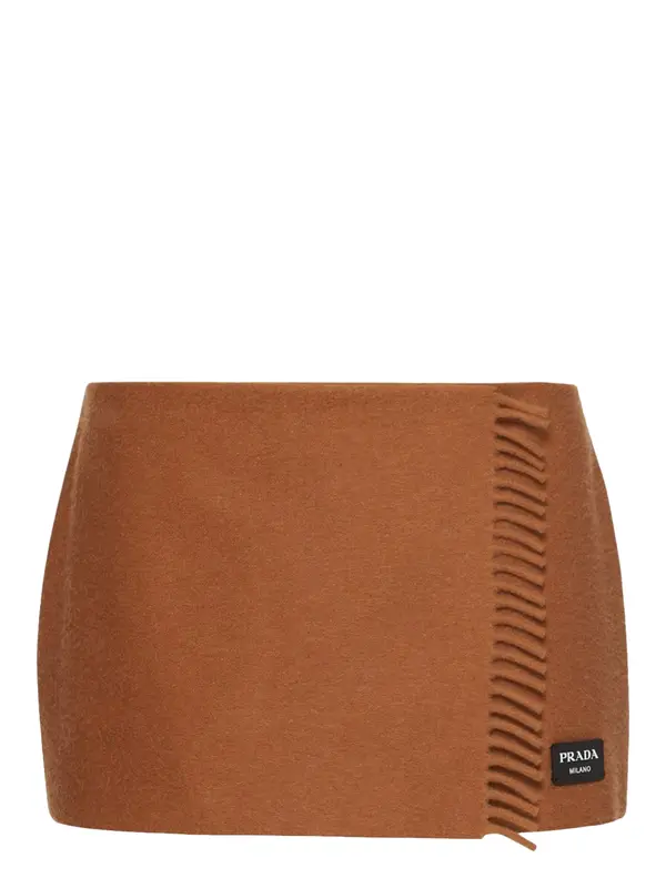 Prada Wraparound Cashmere Miniskirt - Orange