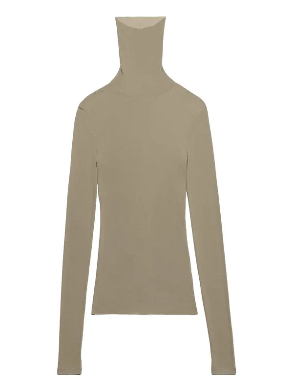 Ami Roll-neck Ribbed Sweater - Neutrals