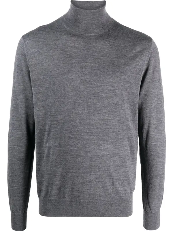 BALLANTYNE Roll-neck Fine-knit Jumper - Grey