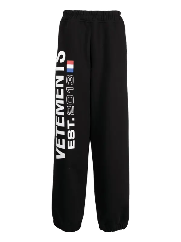 Vetements Flag-logo Print Track Pants - Black