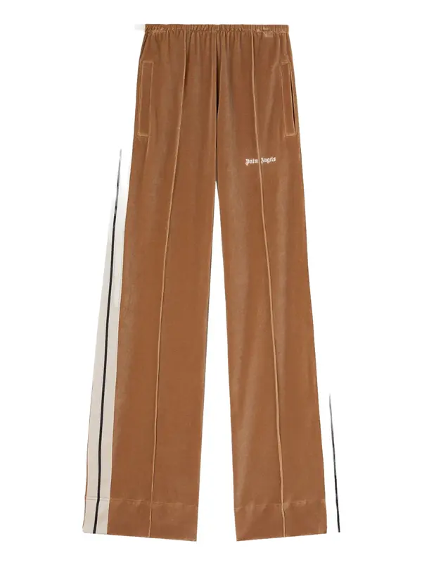 Palm Angels Wide-leg Velvet Track Pants - Brown