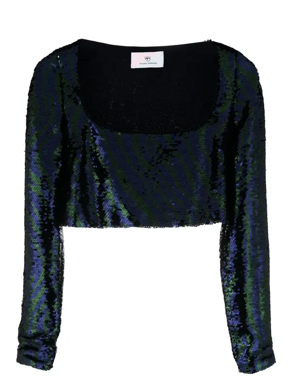 CHIARA FERRAGNI Sequin-embellished Cropped Top - Blue