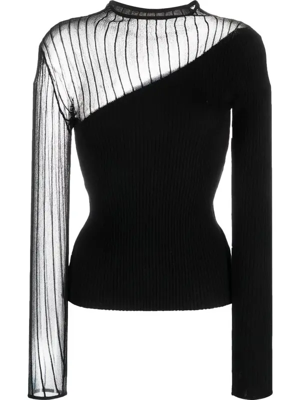 Patrizia Pepe Semi-sheer Asymmetric Jumper - Black