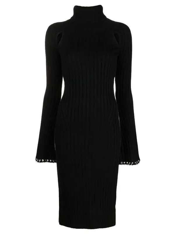 Patrizia Pepe Cut-out Ribbed Midi Dress - Black