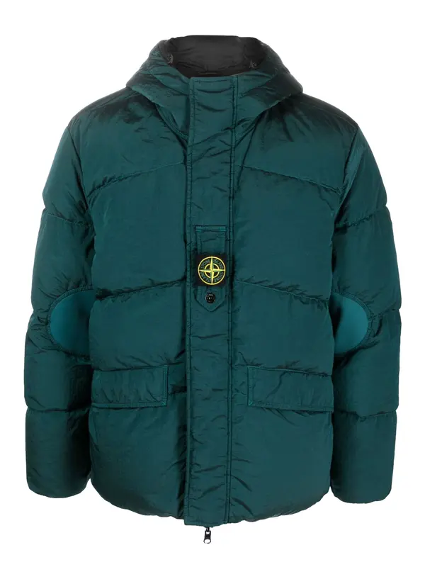 Stone Island Compass-motif Puffer Jacket - Green