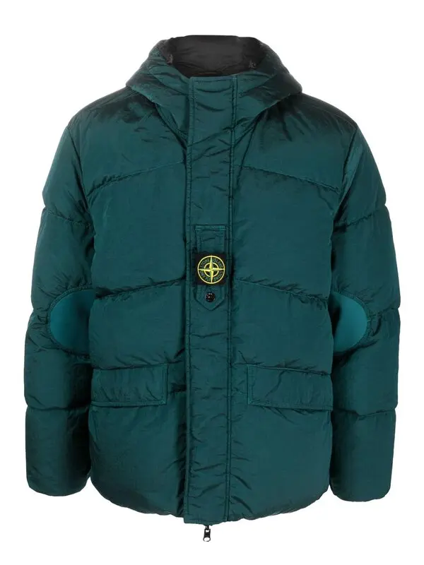 Stone Island Compass-motif Puffer Jacket - Green