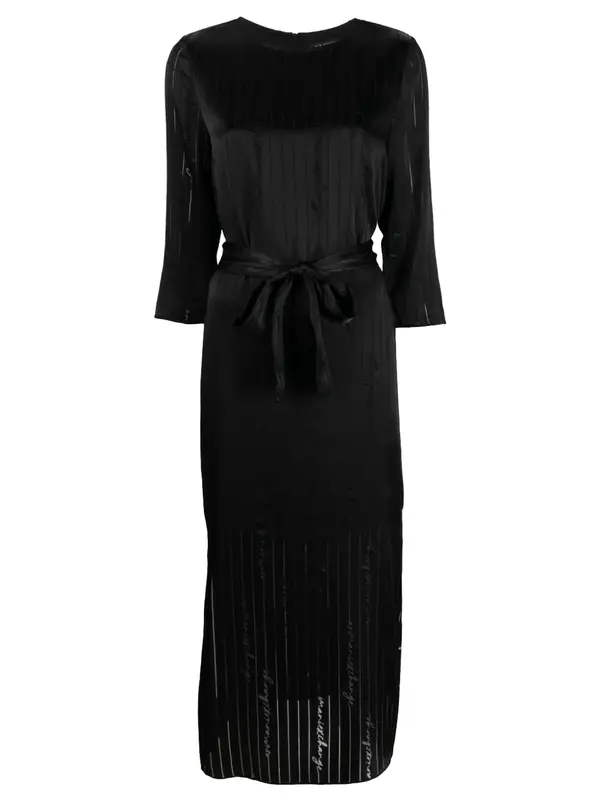 Armani Exchange Logo-embroidered Satin Midi Dress - Black