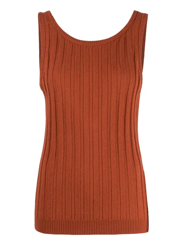 Cashmere In Love Mara Ribbed-knit Tank Top - Brown