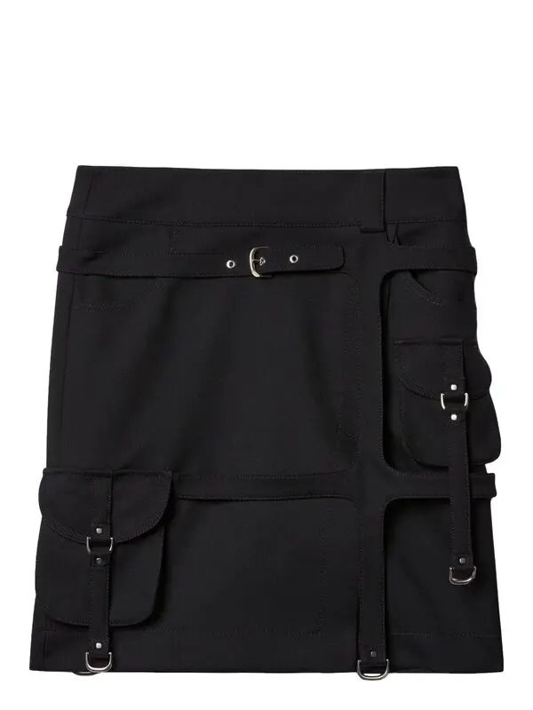 Off-White Virgin Wool Blend Cargo Skirt - Black