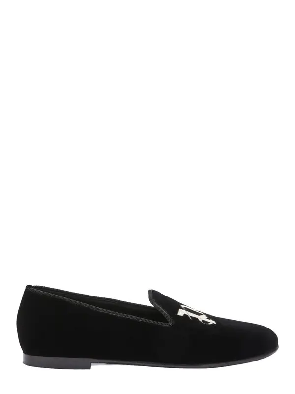 Palm Angels Monogram-embroidered Suede Loafers - Black
