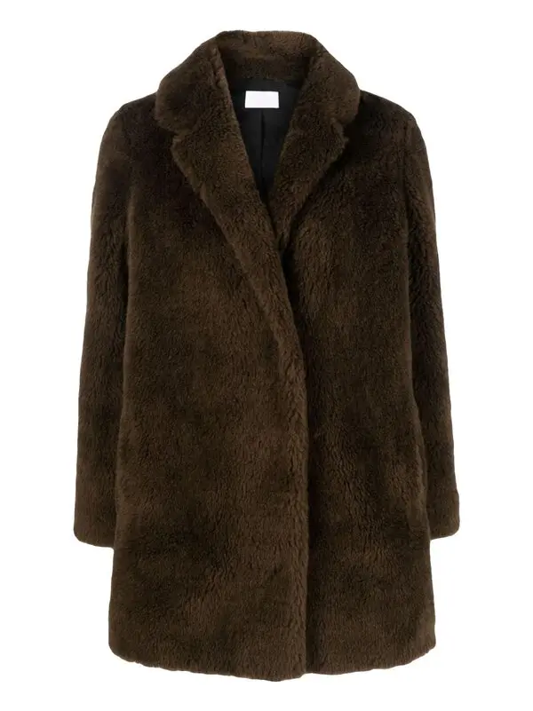 YVES SALOMON Notched-collar Single-breasted Coat - Brown