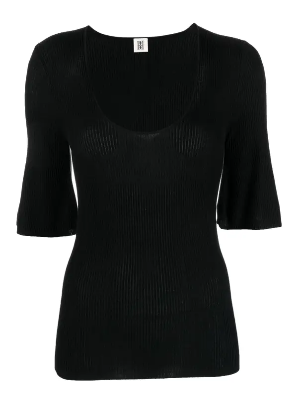 BY MALENE BIRGER Ribbed-knit T-shirt - Black